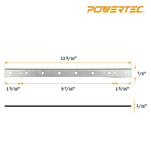 POWERTEC 12801 12-1/2 Inch Planer Blades for DeWalt DW734 Planer, Replacement Woodworking Planer Knives for DW7342, Set of 3