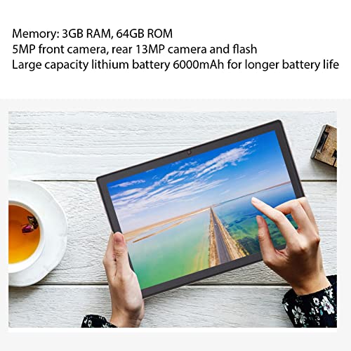 Dpofirs Tablet 10 inch Android 8.0 Tablets, 3GB 64GB, 6000mAh Battery, 10.1inch IPS HD Touch Screen Tablet, 5MP 13MP Camera Tableta(US)