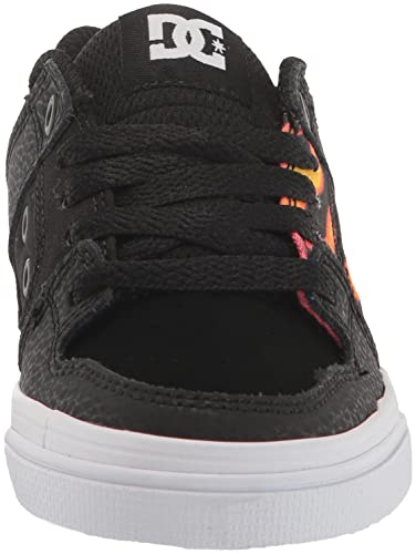DC unisex child Dc Pure Kids Skate Shoe, Black/Flames, 3 Little Kid US