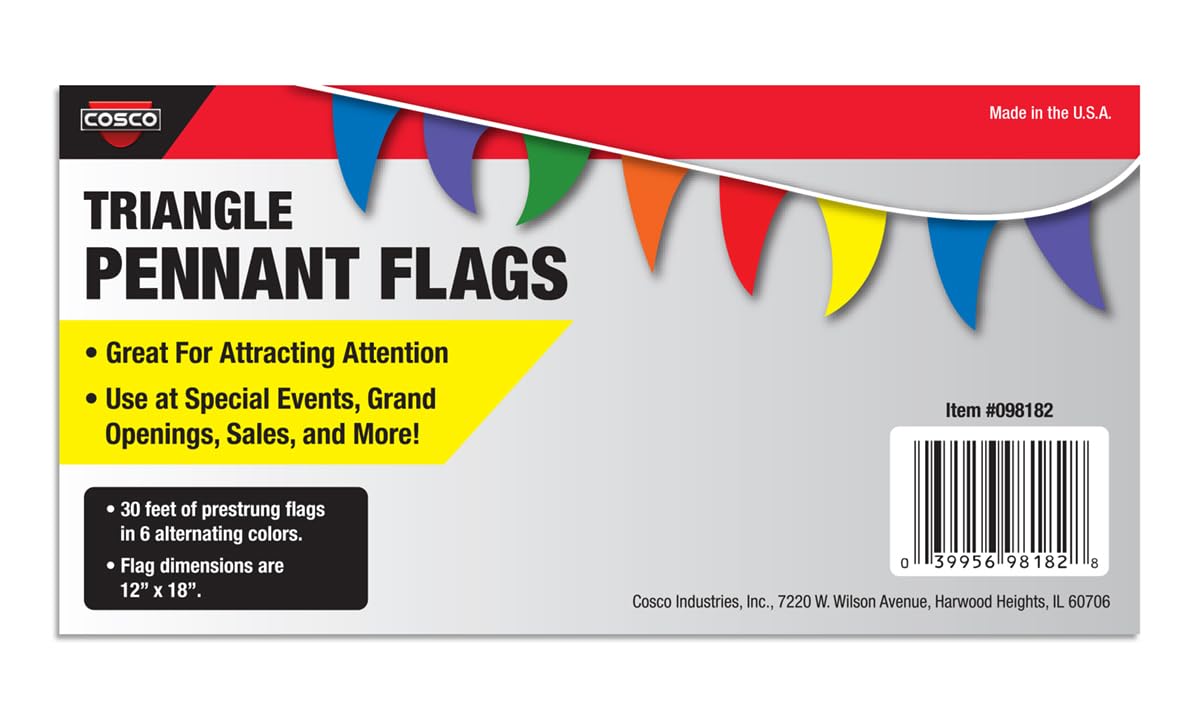 Cosco® Flag Pennant Banner, 30 feet, Assorted Colors (098182)