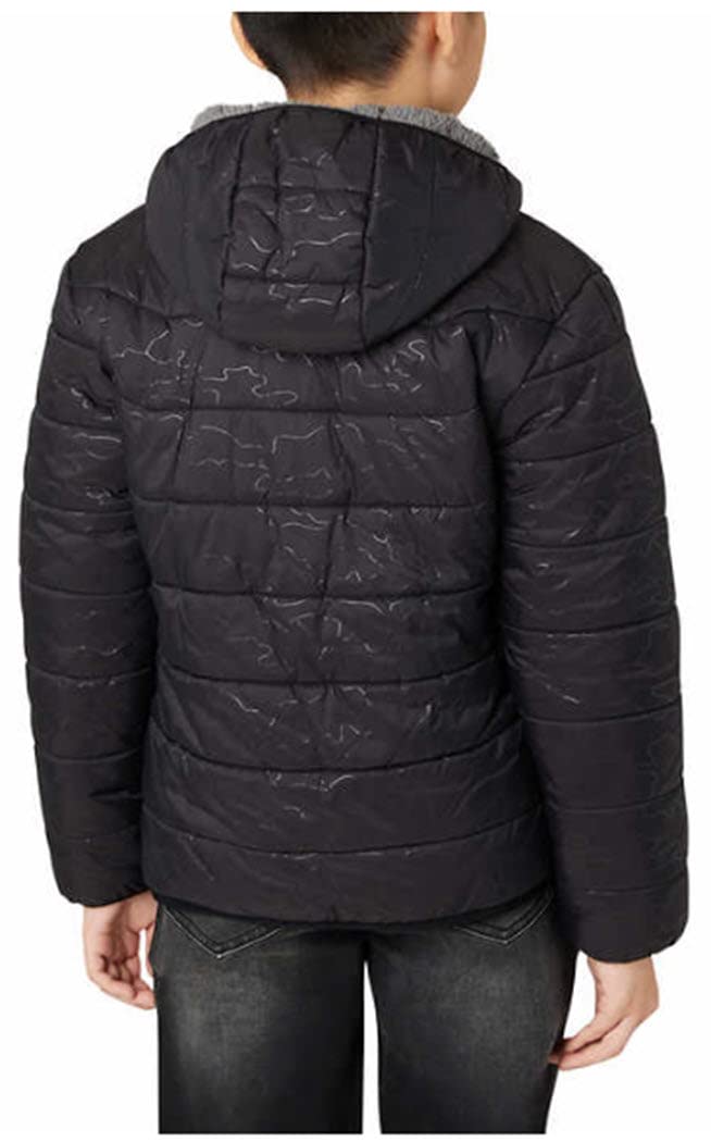 Eddie Bauer Kids Reversible Plush Hoodie Jacket (Onyx, Large 14/16)