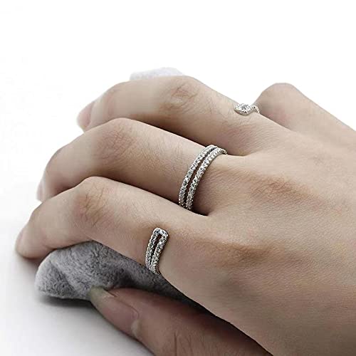 Dinuo Exquisite micro-inlaid three-finger women's ring Adjustable size with AAA cubic zirconia classic finger ring, ins trendy and cool niche design, style, fashionable personality, light luxury tail