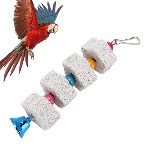 Parrot Beak Grinding Stone Chewing Toys Bird Teeth Lava Block Calcium Supplement Food Hanging String Toy for Budgies Parakeet ockatiel Hamster Rat