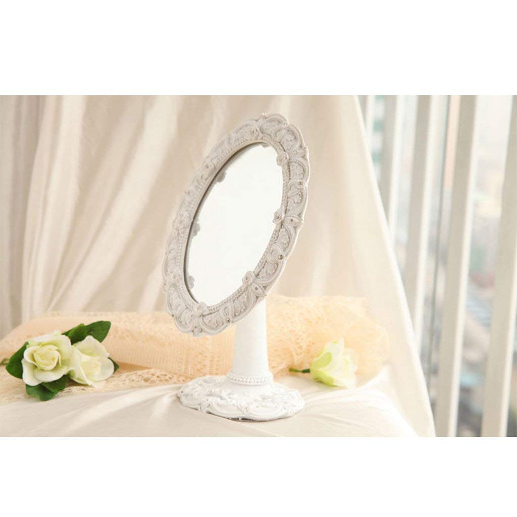 GUOSHUCHE Nordic Bathroom Mirror Creativity Continental Resin Desktop Computer Princess Mirror HD Birthday Gift