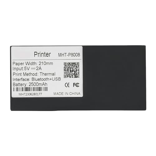 Kathring Portable Printer, 5V 2A USB/Bluetooth Wireless Thermal Printer Monochrome Portable Printer for Standard A4 Transfer Paper, Black