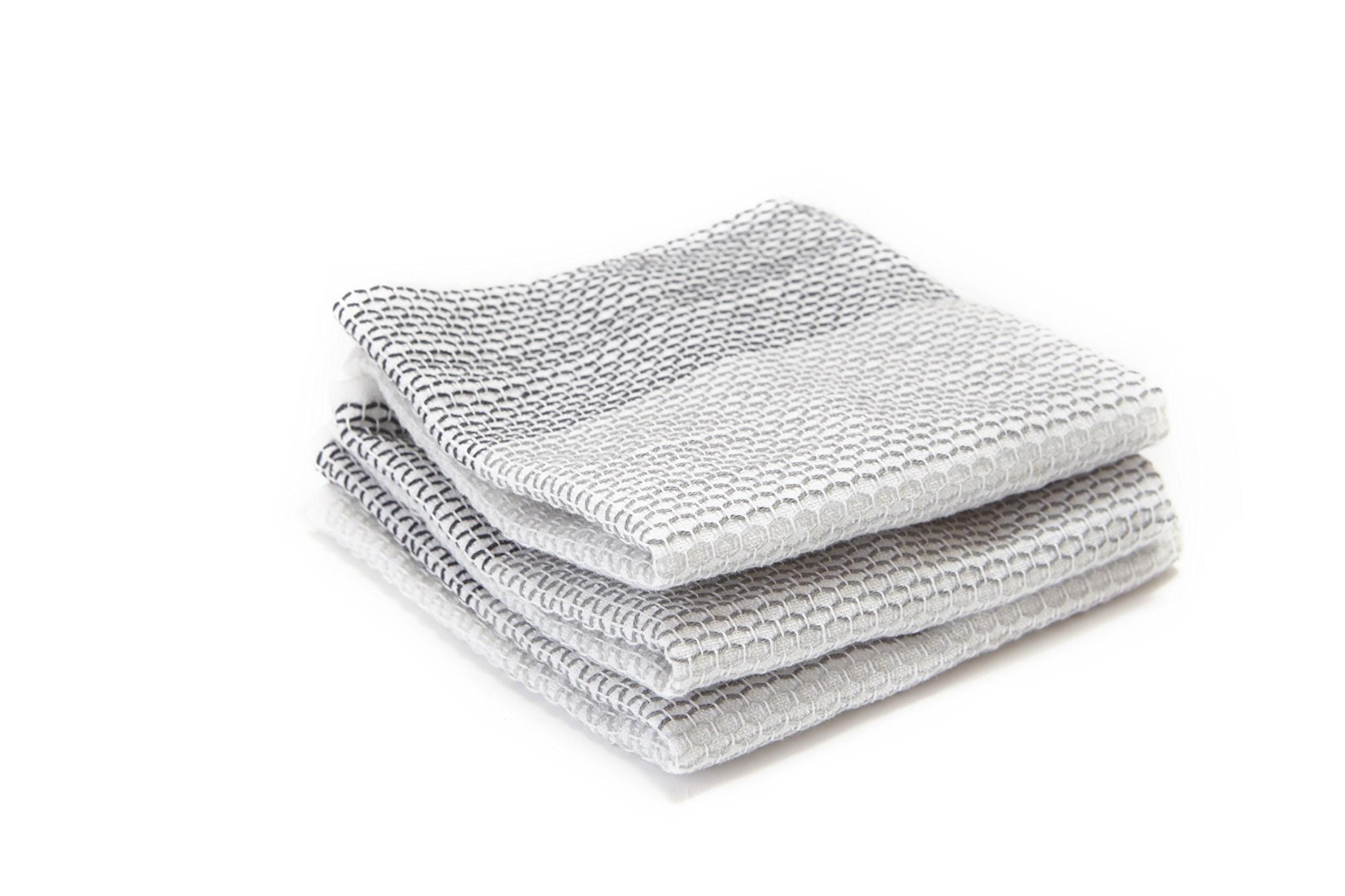 Full Circle Tidy Organic Dish Cloths Set of 3, Grayscale (Pack of 6)