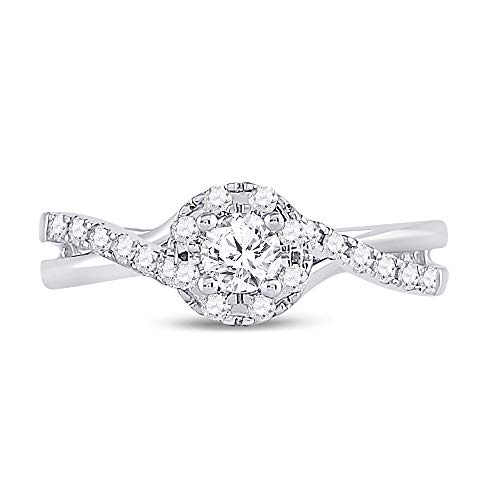 Dazzlingrock Collection 14kt White Gold Womens Round Diamond Solitaire Bridal Wedding Engagement Ring 1/2 ctw