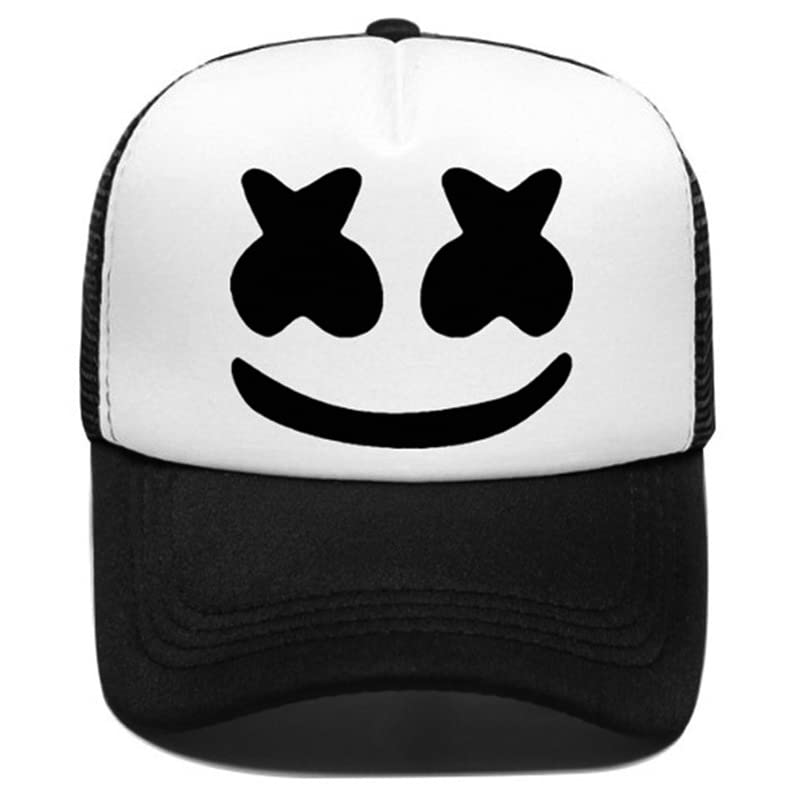 Fashion Music Hat & Bracelet, Cute Smiley Cap Adjustable Snapback Baseball Hats, White + Dj Bracelet