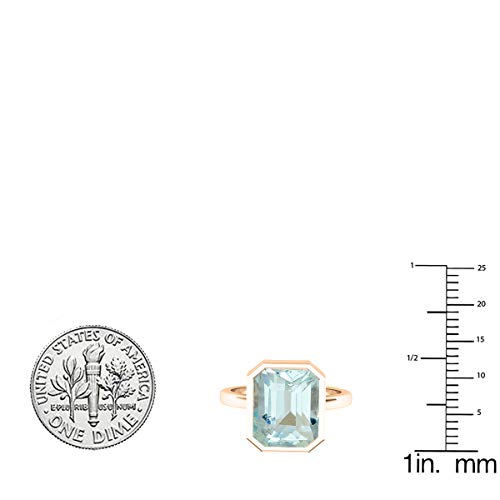 Dazzlingrock Collection 10K 11X9 MM Emerald Aquamarine Ladies Bezel Set Solitaire Engagement Ring, Rose Gold, Size 5