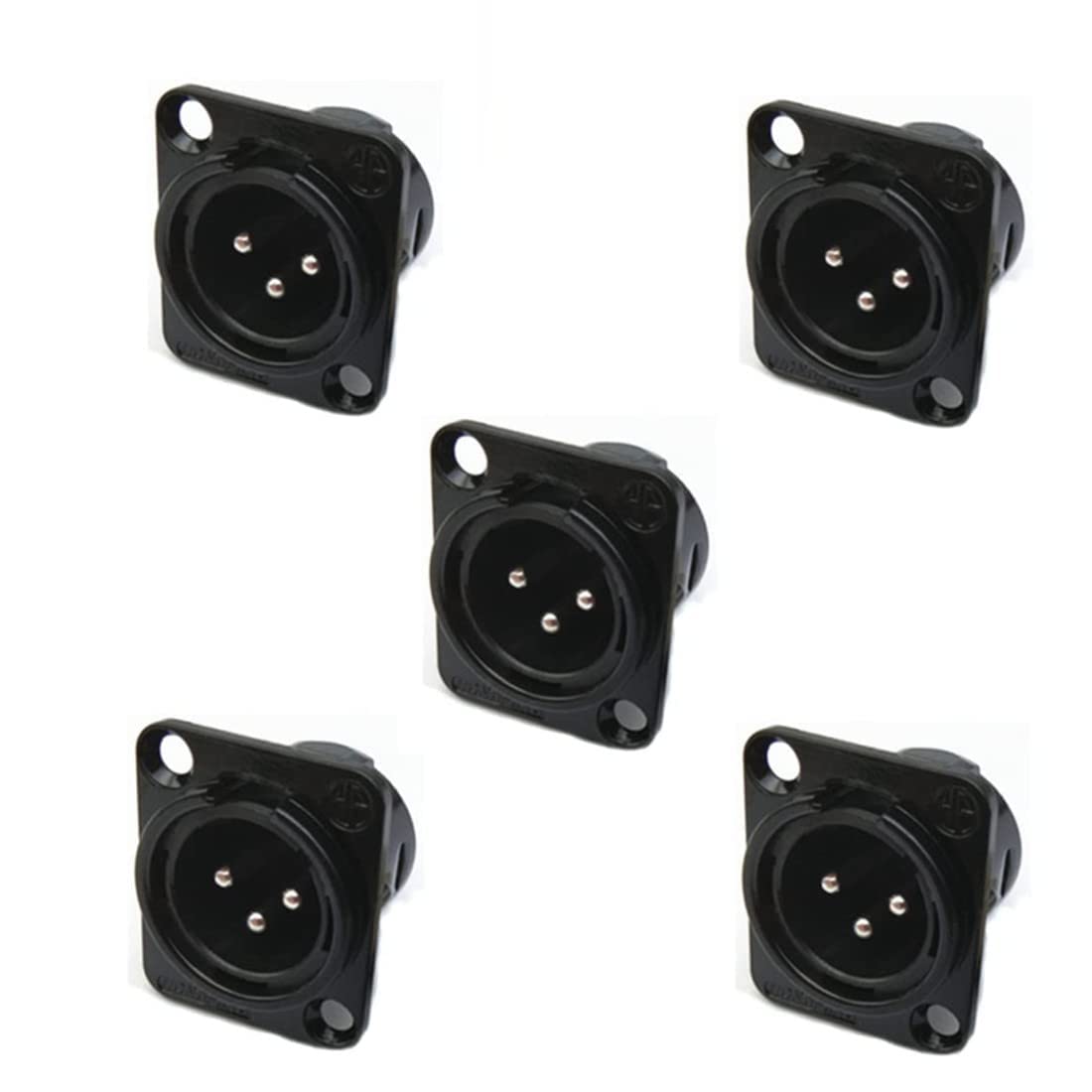 GDQLCNXB XLR Male Jack 3 Pin Panel Mount Jacks，Black Metal Housing XLR-M Connector 8Pcs