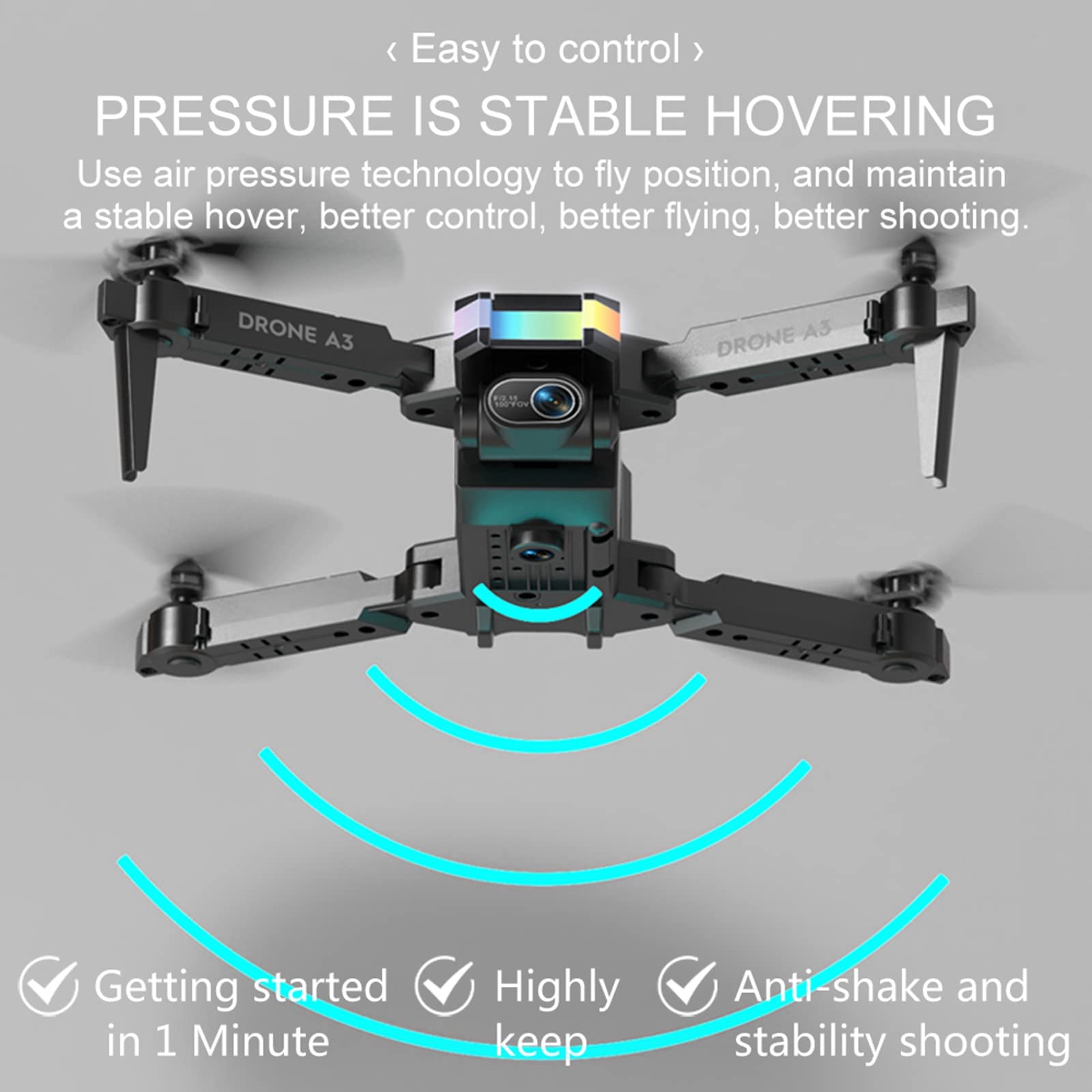 Dual 4K HD FPV Camera Remote Control Foldable Mini Drone - Altitude Hold Headless Mode Start 2.4G WiFi 3 Level Speed Adjustment RC Foldable Quadcopter Toys for Adults Boys Girls