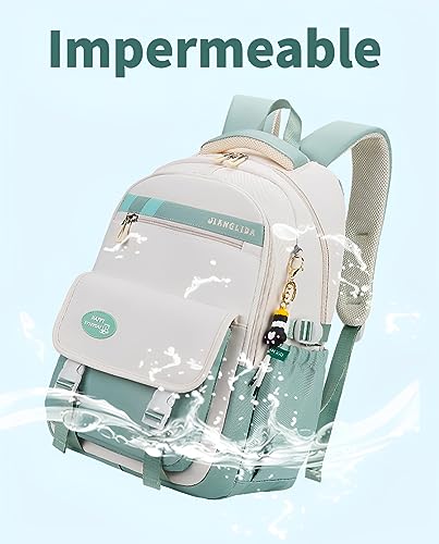 ooibnn Kawaii Backpack With Cute Accessories Spine Protection Anti-thief Cute Aesthetic Book Bag (Mint Green)