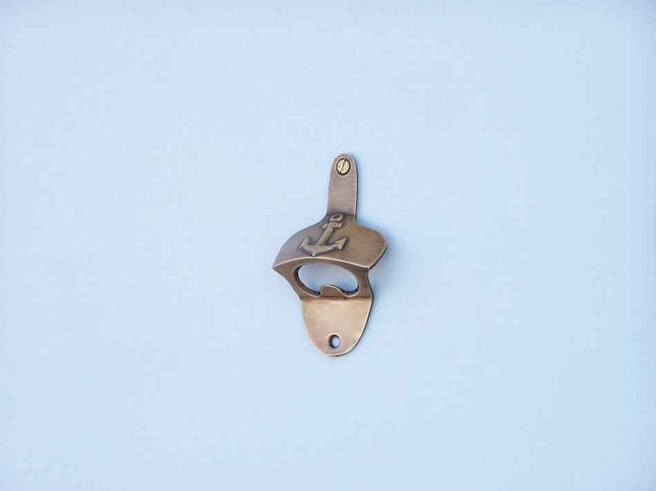 Hampton Nautical Wall Mounted Anchor Home Bottle Opener, 3", Antique Brass