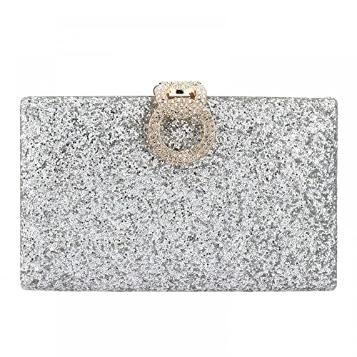 EROUGE Women's Clutch Purse Rhinestone Wedding Party Purse Evening Clutch Bag (Silver)