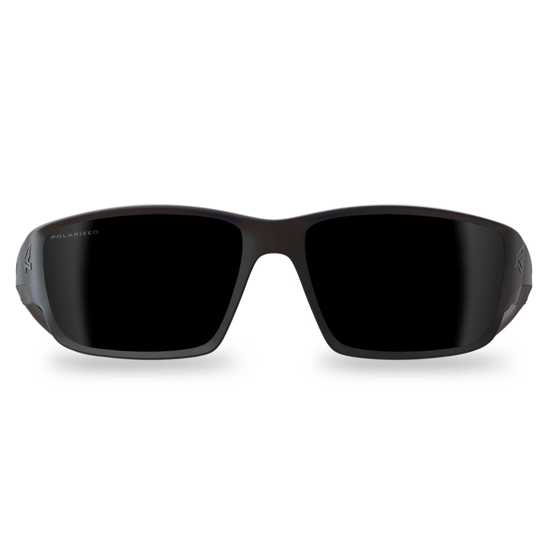 EDGE Kazbek Wrap-Around Safety Glasses, Anti-Scratch, Non-Slip, UV 400, Military Grade, ANSI/ISEA & MCEPS Compliant (Black, Polarized Smoke)
