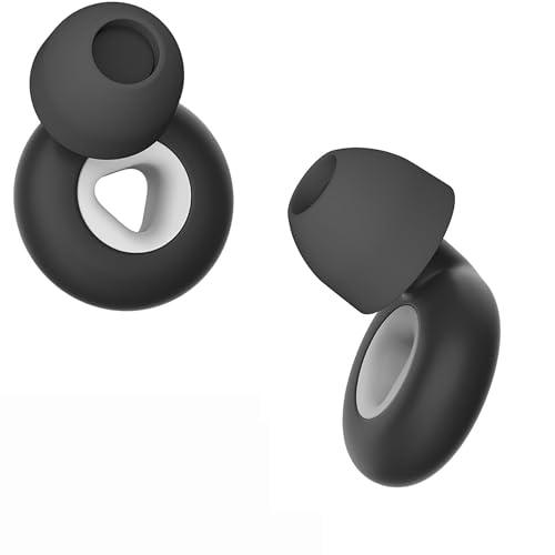 Ear Plugs for Noise Cancelling Ear Protection EarPlugs for Sleep, Concerts, Work, Study, 6 Size Eartips with Small Box,Perfect -30dB Silicone Earplugs for Noise Reduction Black