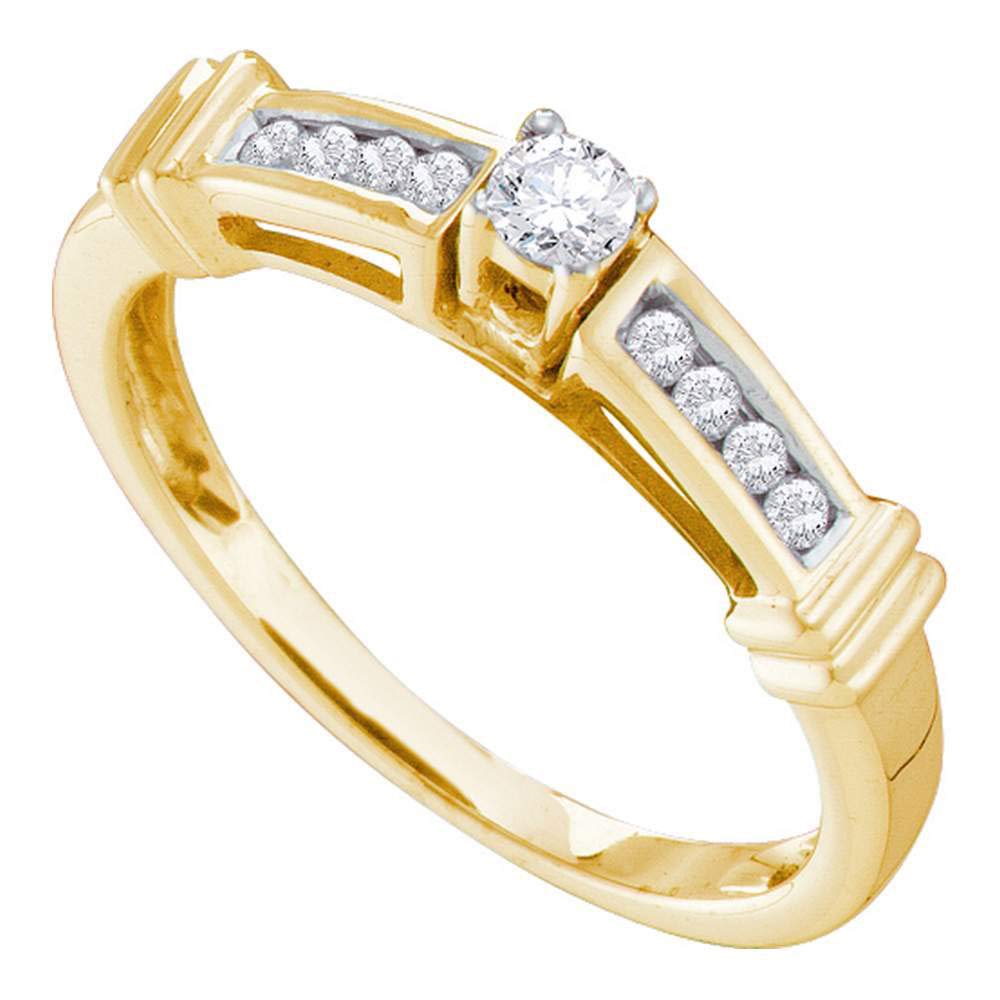 Dazzlingrock Collection 14kt Yellow Gold Womens Round Diamond Solitaire Bridal Wedding Engagement Ring 1/4 ctw