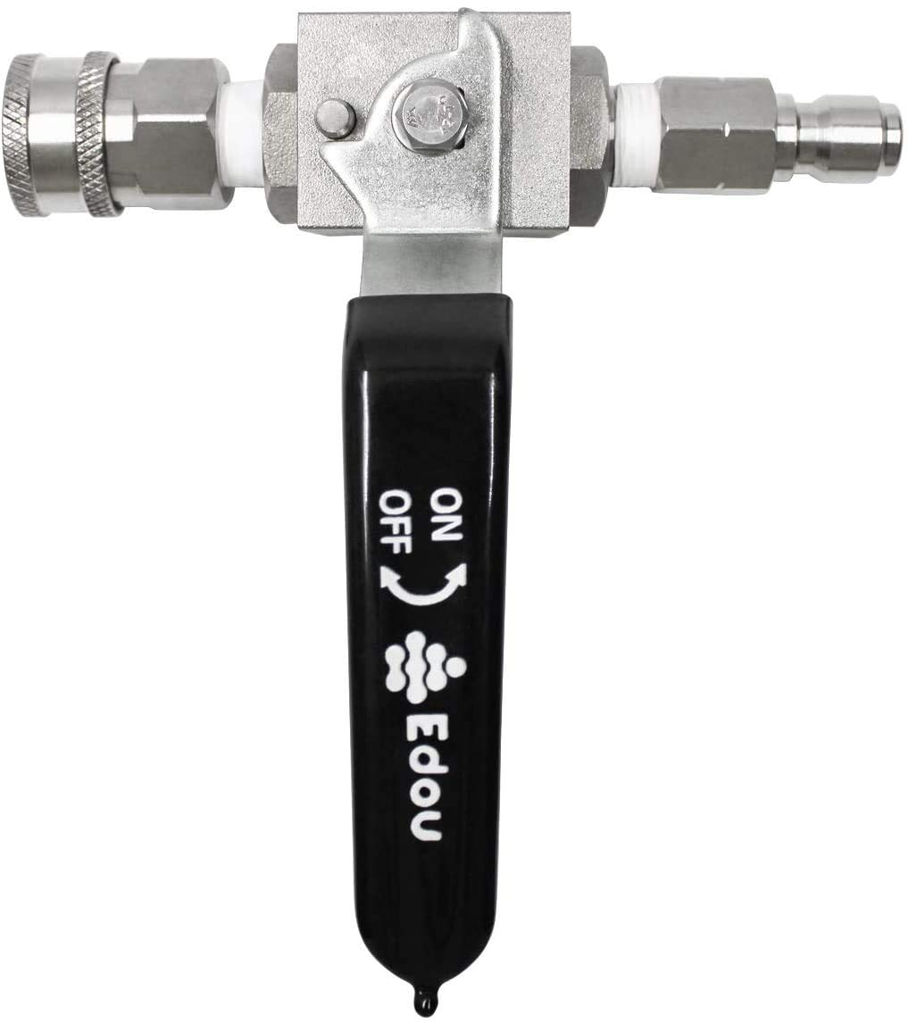 EDOU DIRECT Ball Valve for High Pressure Washer Hose Kit | 3/8" Male Plug X 3/8" Female Quick Connect | 4,500 PSI Max Working Pressure | Includes replacement Quick Connect and Teflon Tape