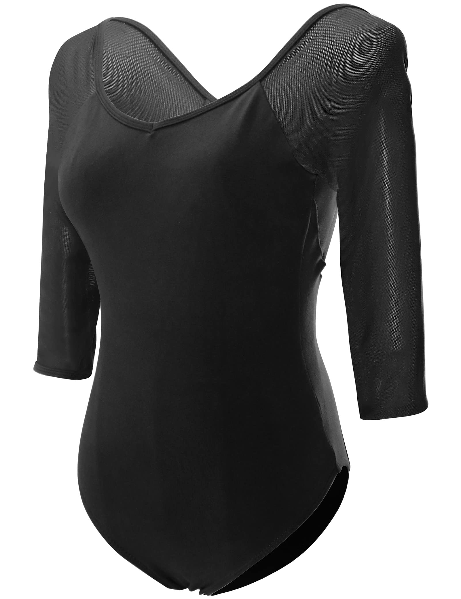 Daydance 3/4 Sleeve Navy Blue Leotards for Women Ballet, Dance, Aerial Yoga, Gymnastics
