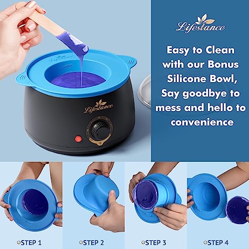 Lifestance Premium Waxing Kit- L1 Wax Warmer for Hair Removal Kit- Wax Starter Kit with 59 Items-Hard Wax Kit for Full Body- Legs- Face- Eyebrows- Bikini-Brazilian