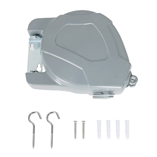 ZOES HOMEWARE Retractable Clothesline Heavy Duty Retracting Clothes Line Outdoor and Indoor with Durable ABS Shell and 2x49 Feet Extruded PVC Line,with Lock to Prevent Sagging Gray