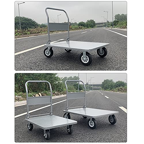 Generic Platform Hand Truck Flatbed Portable Trolley Steel Platform Truck with Foldable Handle and Swivel Wheels for Pulling Goods Luggage Heavy Load Capacity Foldable (Size : 6in-550lb)