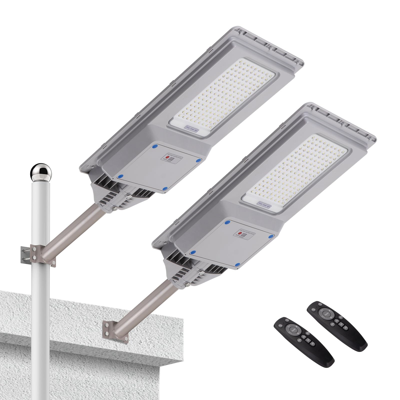 LANGY Solar Street Light, 2-Pack 30000LM 400W, IP67 Commercial Parking Lot Light, Outdoor Dusk to Dawn Solar Flood Light with Motion Sensor, Remote Control, for Yard Garden