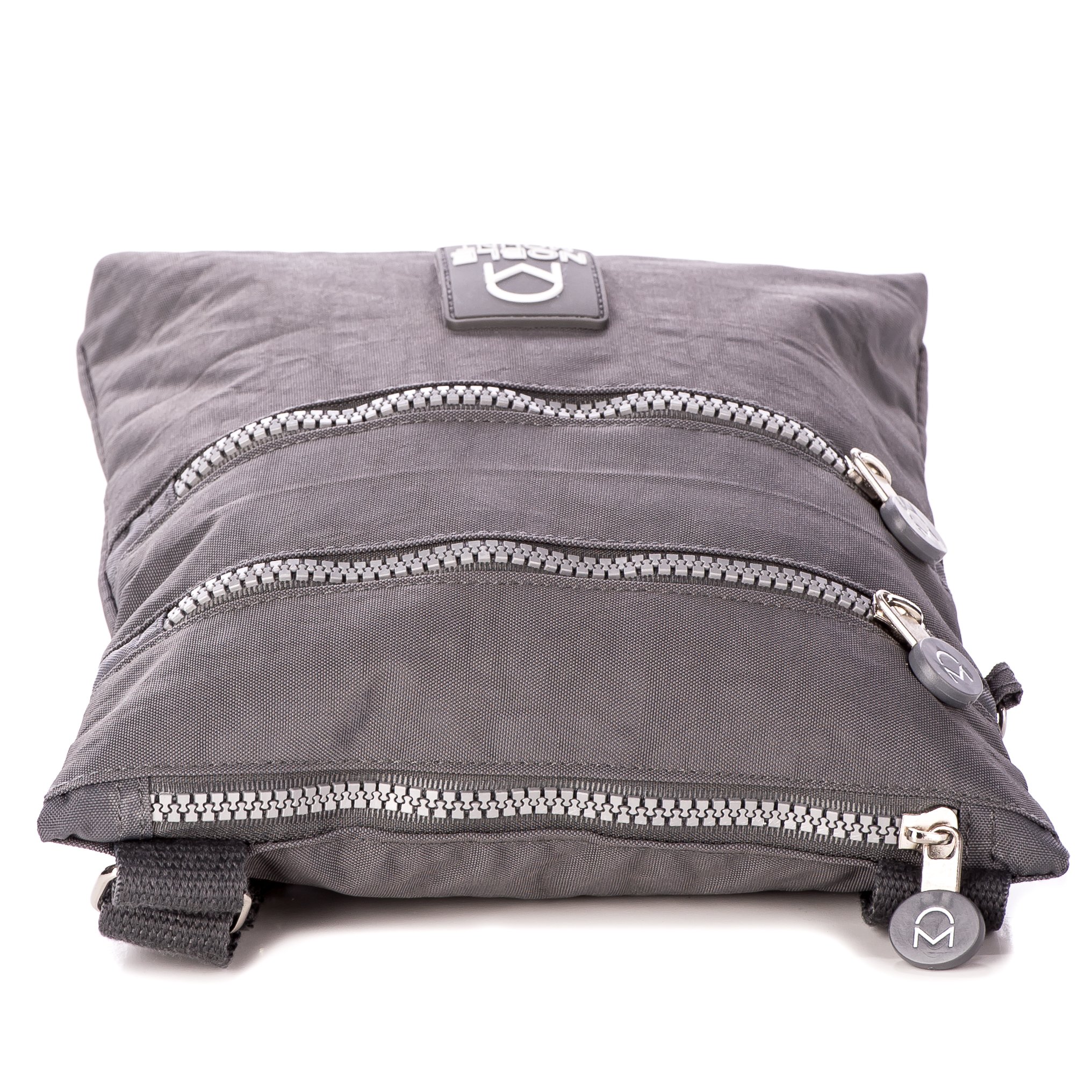 Womens Crinkle Nylon BFF Crossbody Handbag - Dark Grey