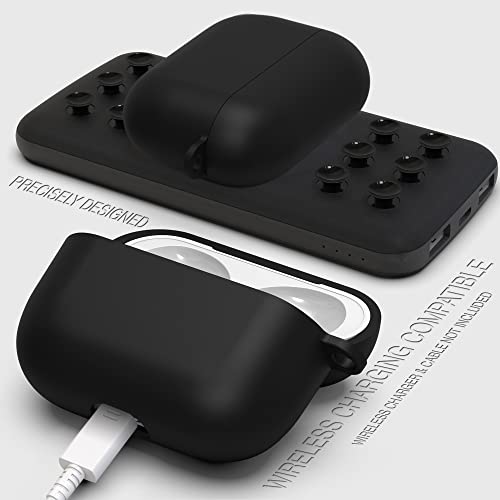 Hybrid Silicone Protective Case Compatible with AirPods 3, AirPods 3rd Generation 2021 with Keychain Slim Two Piece Snaps On Case Black Thin Blue Line Flag