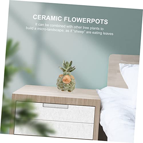 HANABASS Home Decor Home Home 2 pcs Flowerpots Alpaca Cute Bonsai Sheep Cartoon Pots Ceramic Animal Holder Mini Drainage Planter with Planters Indoor Plants Creative Desk Pot Lama Shaped Home Decor