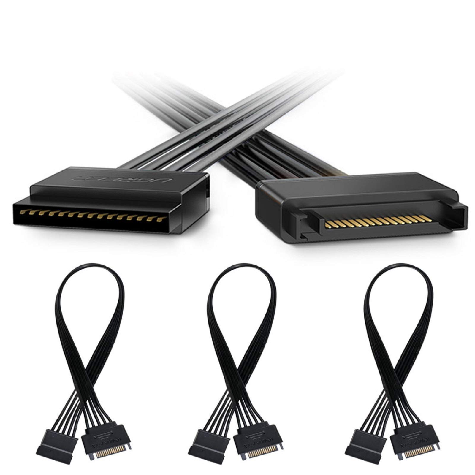 Dayree 3Pcs Sata Cable 15 Pin Sata Power Cable Sata Power Splitter for HDD, SSD, Optical Drives, DVD Burners, PCI Cards, Hard Drive Disk 13"