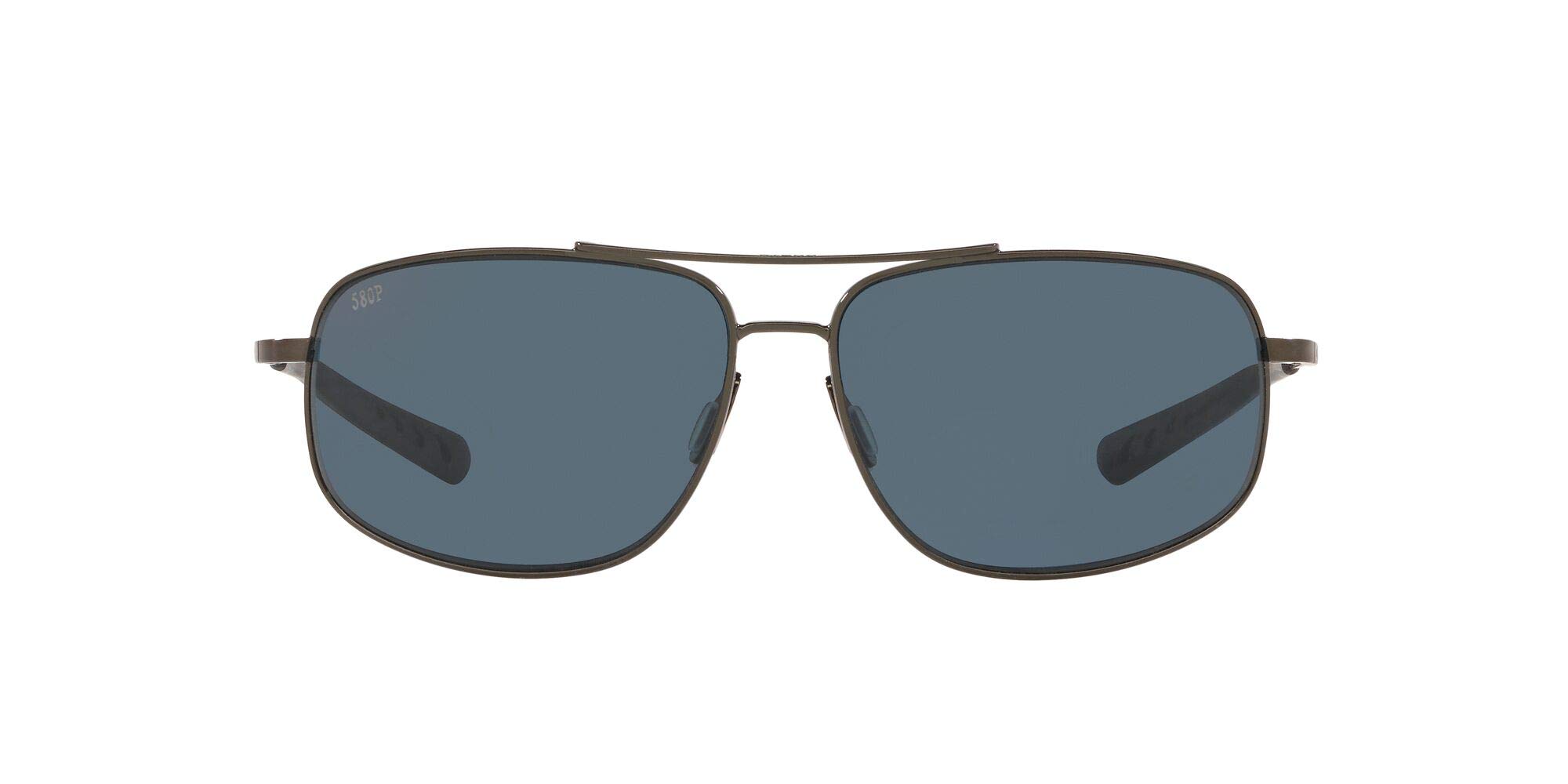 Costa Del Mar Men's Shipmaster Rectangular Sunglasses, Brushed Dark Gunmetal/Grey Polarized-580P, 62 mm