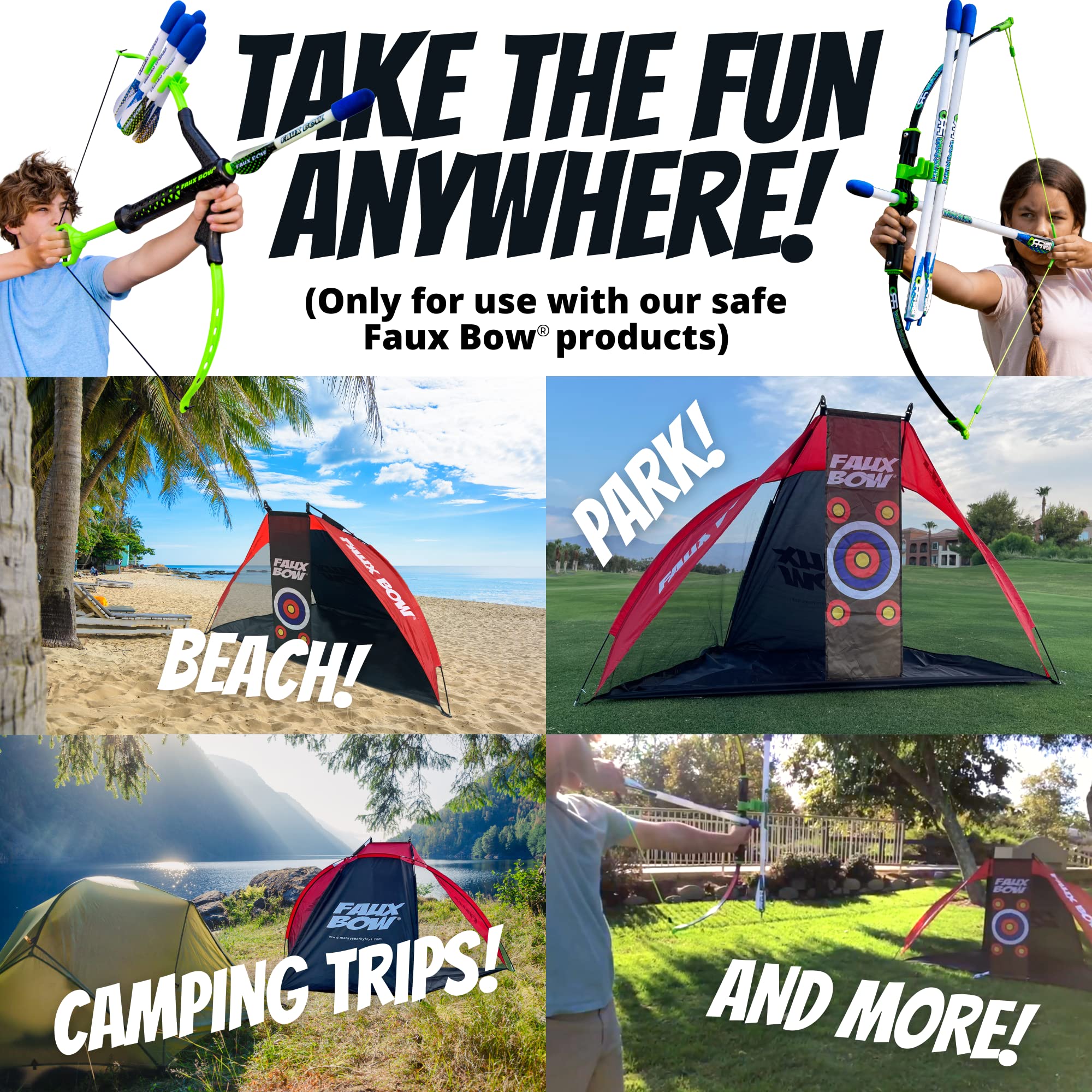 FAUX BOW Target Tent - Impact Bow and Arrow Targets for Backyard - Blaster Shooting Target - Foam Darts and Foam Arrows - Portable Target Tent Toy for Boys 4-8