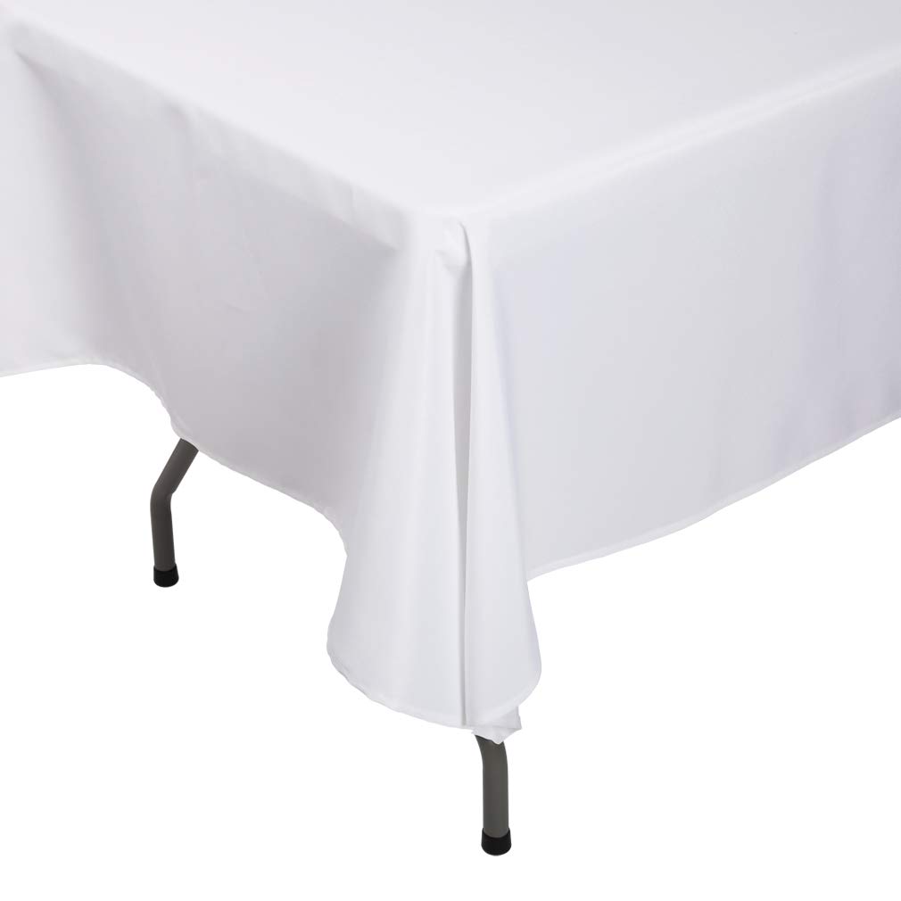 Waysle White Tablecloth for Rectangle Tables 60 x 102 Inch - Washable Polyester Table Cloth for 6 Foot Table - Perfect for Wedding, Restaurant, Party, Dinning, Banquet Decoration