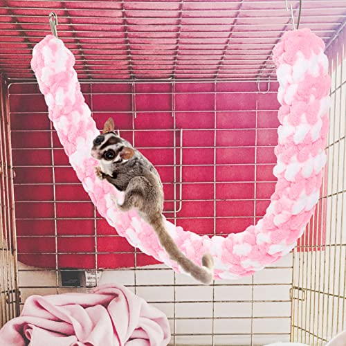 PATKAW Hamster Hanging Toy Rat Toys Bird Rope Perch Swing Toy for Cage Accessories Climbing Exercising Pink White