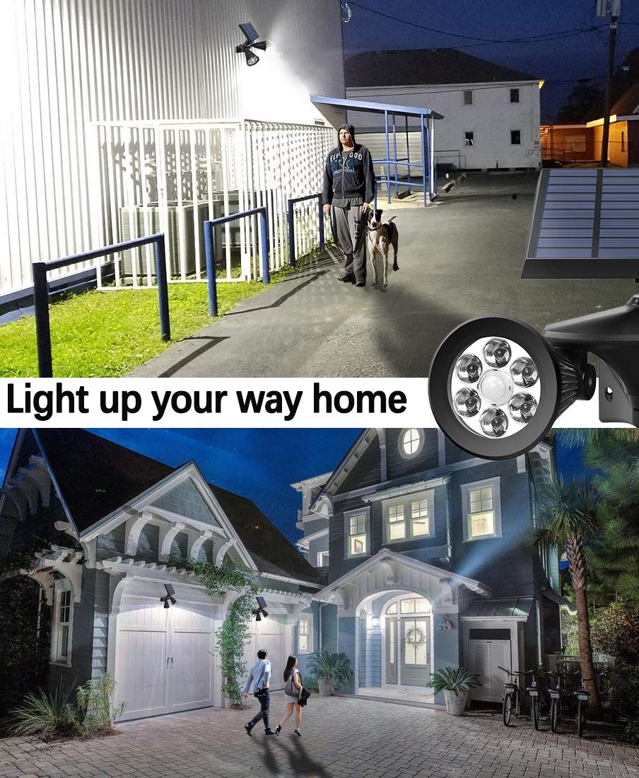 Egreat Outdoor Solar Light, Motion Sensor Security LED Light Dusk to Dawn Wireless, 2-in-1 Solar Powered Landscape Spot Lights Waterproof for Yard Driveway Lighting, (Black, Solar PIR Spotlight)