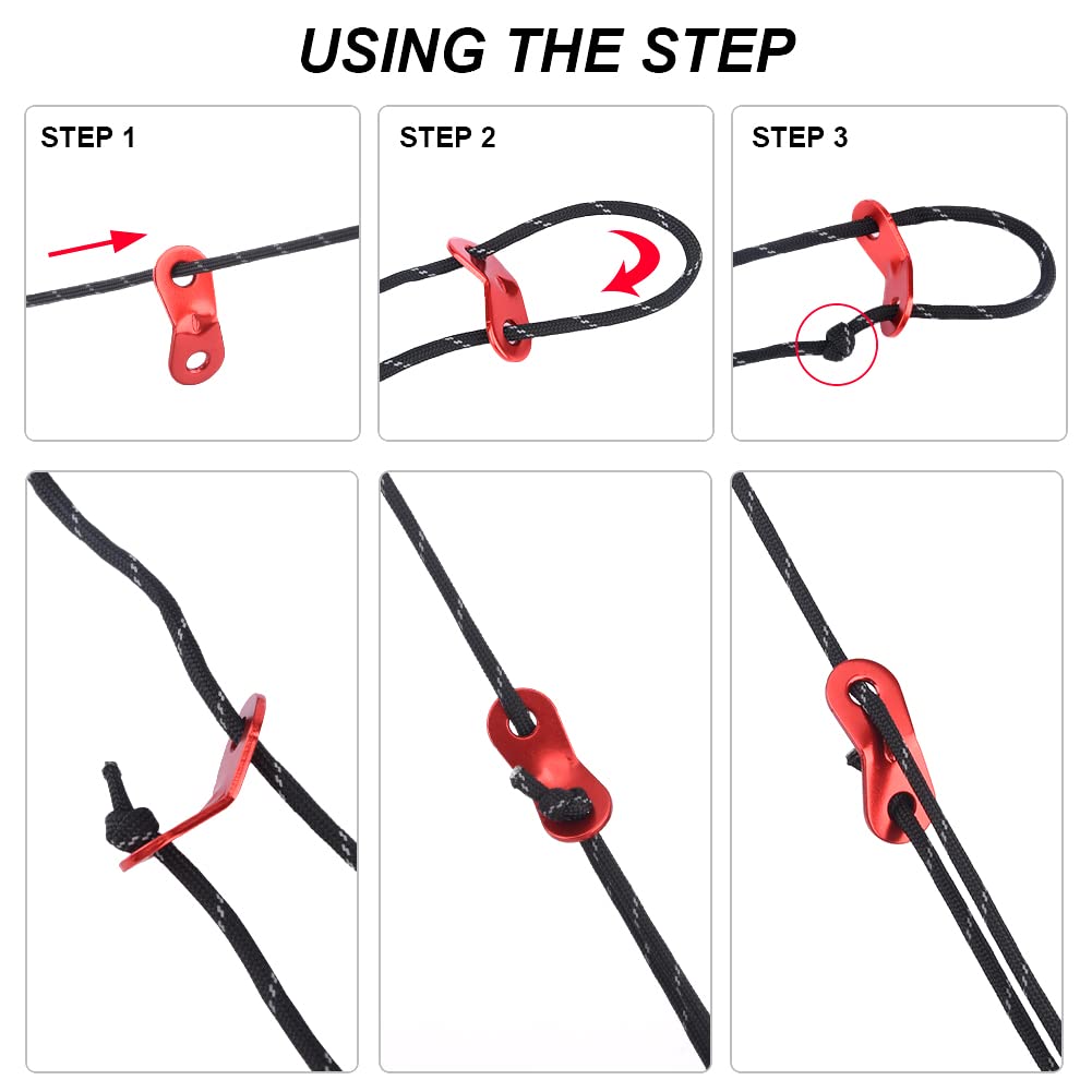 Fawcotu 8pcs Reflective Tent Rope,4m Camping Rope Lightweight Guy Lines Tent Cord with Adjuster for Outdoor Hiking Accessories