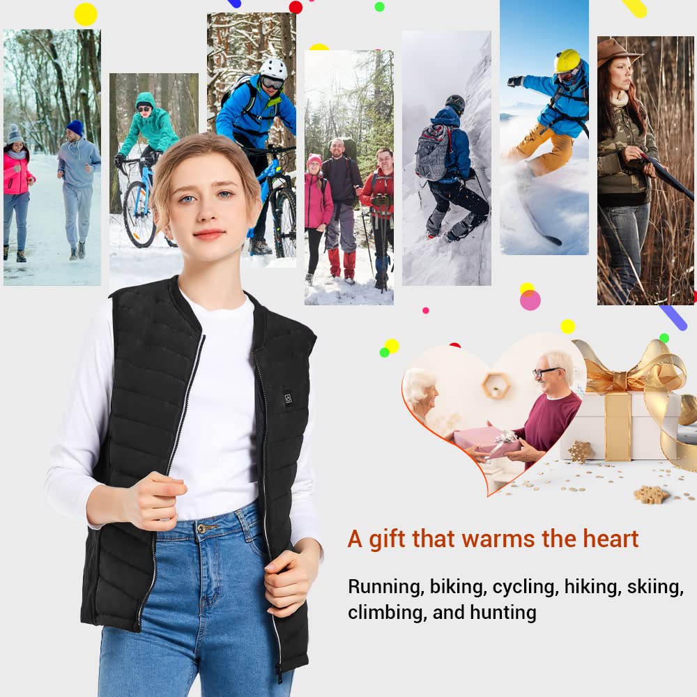 fawutii Heated Vest for Men and Women with Battery Pack Included Mens Womens Lightweight Smart Heated Vests with 5 Heating Pad Vest (M)