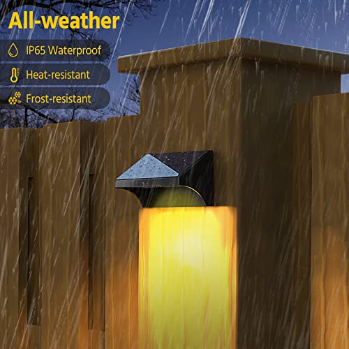 NIORSUN Solar Fence Lights Warm White/Cool White/RGB Solid Color Glow Mode, 6 Pack Solar Outdoor IP65 Waterproof Backyard Wall Light for Deck Step Yard Patio Garden