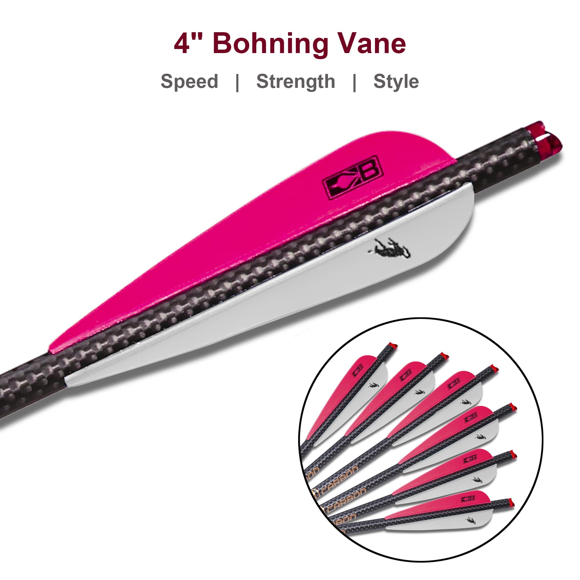 DRAGON CARBON Crossbow Bolt 20-Inch with 3K Woven Outer Layer, ID 0.3-Inch GPI 10 gr/in, Include 4-Inch Bohning Vanes and Halfmoon Nocks, 6-Pack