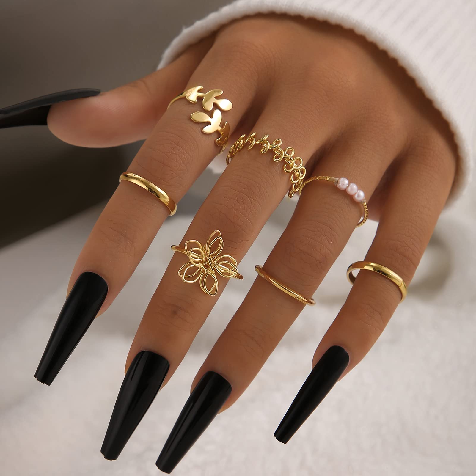 FAXHION 27 Pcs Gold Knuckle Rings Set for Women, Vintage Stackable Boho Snake Finger Rings, Midi Hollow Rings Pack (B-Silver Y2K)