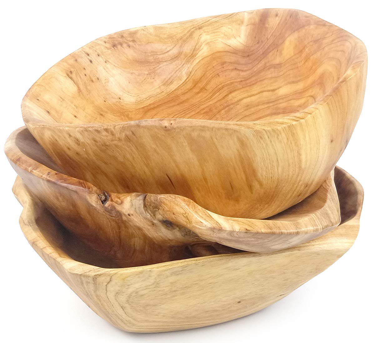 EWEIGEER Wooden Fruit Salad Serving Bowl Hand-Carved Root Bowls Creative Living Room Real Wood Candy Bowl 8"-10"