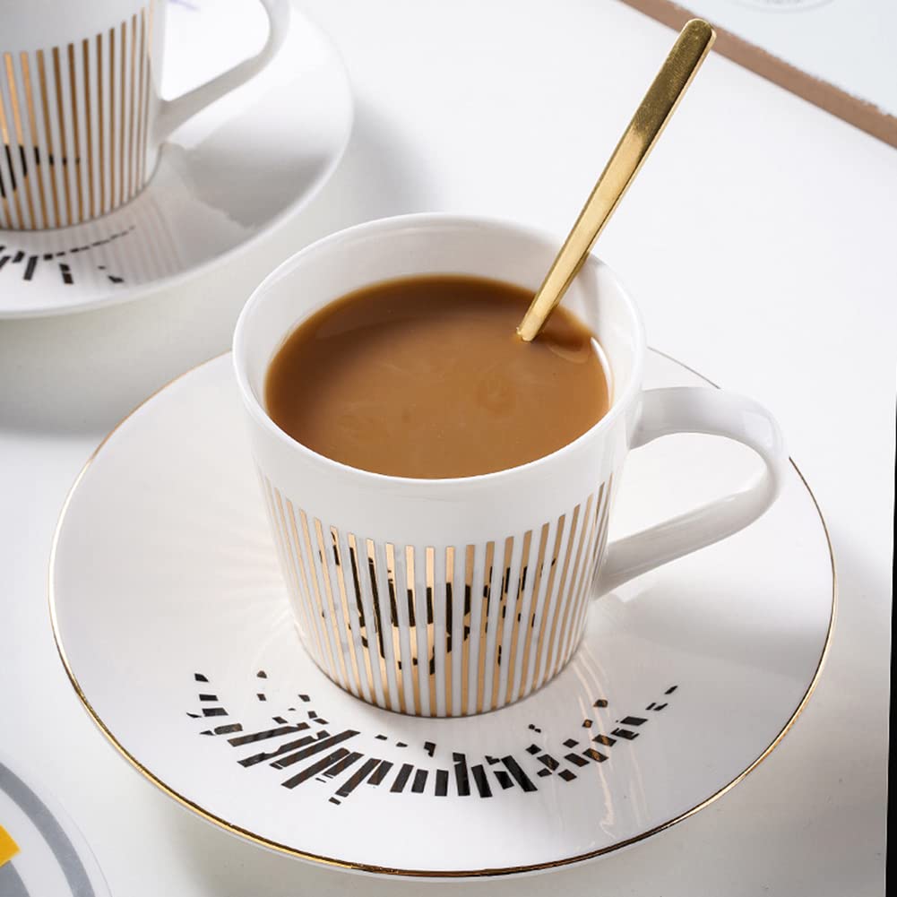 Hansyelect Coffee Cup and Saucer Set 10oz Mirror Cup Creative Art Mirage Inverted Image Cup Luxury Porcelain Teacup Saucer for Coffee Milks Cappuccino Espresso Tea Cute Pretty Gifts (Dynamic)