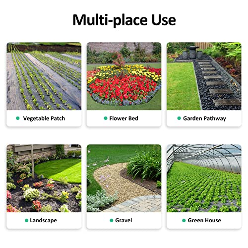 Duerer 4ftx100ft Weed Barrier Landscape Fabric Heavy Duty 3.2oz Woven Weed Control Block Ground Cover Mat for Yards, Patios, Garden Bed, Commercial Landscaping, Pathways with 30pcs U-Shaped Stakes