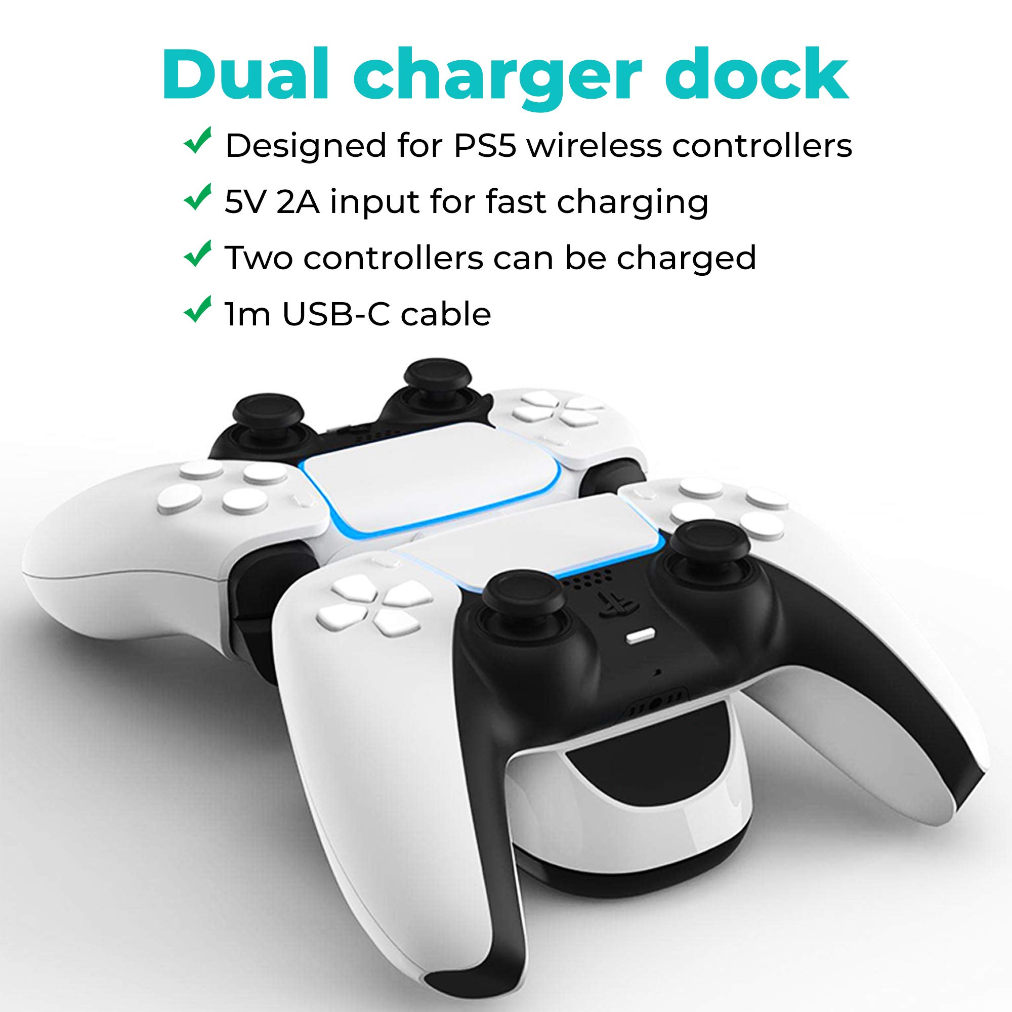 Dual PS5 Charging Dock Station Stand Charger for Sony PlayStation PS5 Console Charging Dock for Gamepad Charger PS5