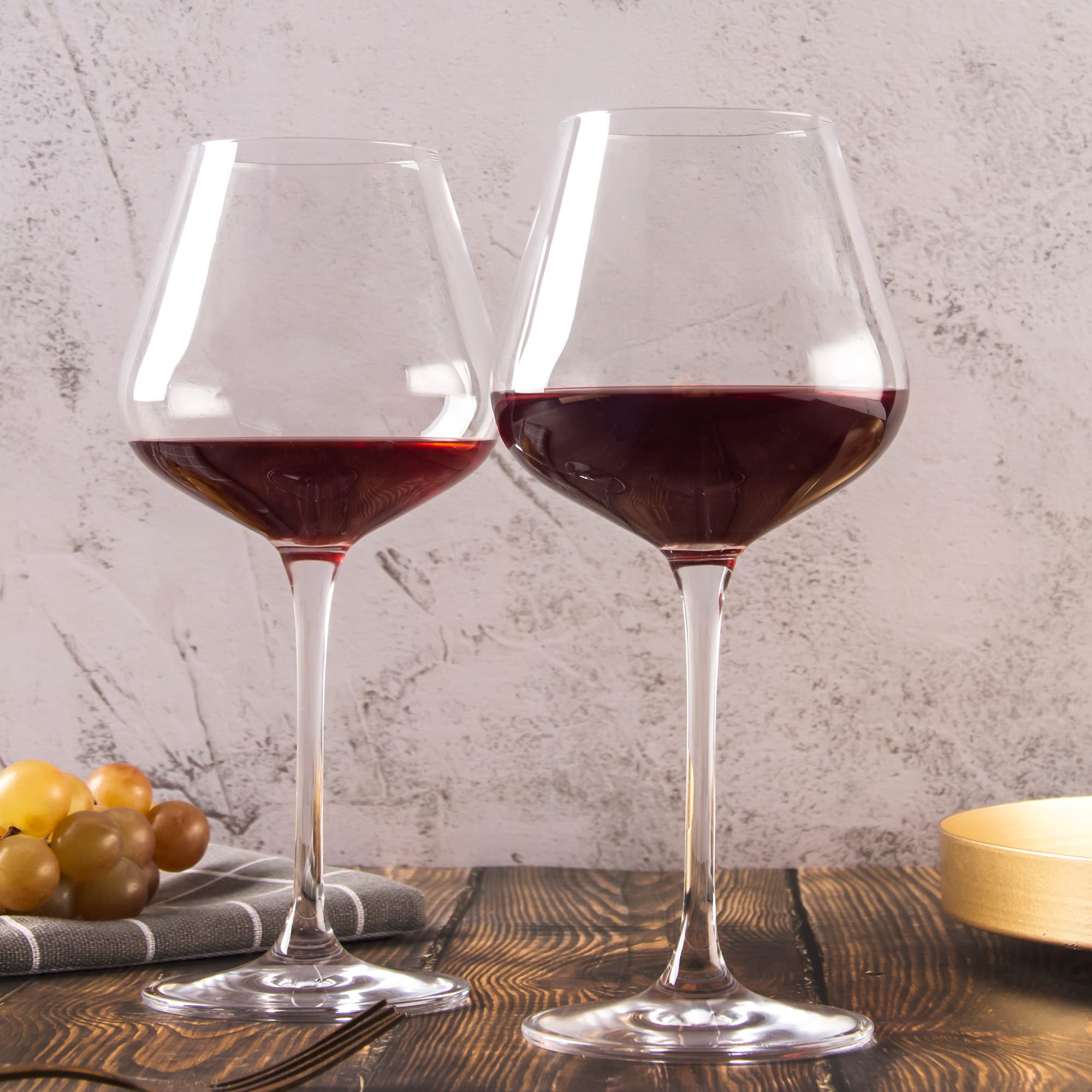 FAWLES Red Wine Glasses, Set of 6 Burgundy Wine Glasses, 17 oz Crystal Wine Glasses, Wedding Housewarming Gift