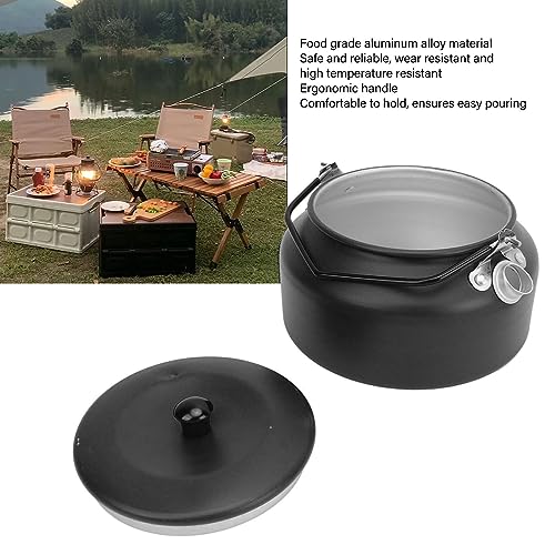 Lightweight and Portable Tea Kettle Ergonomic Handle Exquisite Texture for Home Coffee Shops Camping (Black)