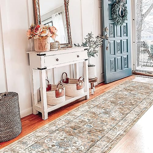 Pauwer Hallway Runner Rug 2'x8', Boho Washable Runner Rugs with Rubber Backing, Oriental Non Slip Carpet Runner for Hallways, Farmhouse Rug Runners for Kitchen Laundry Room Entryway Bedroom