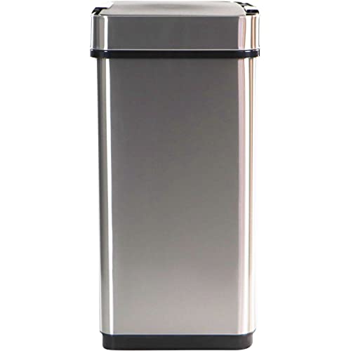 Hanover 50-Liter / 13.2-Gallon Stainless Steel 50 Liter / 13.2 Gallon Hands Free Trash Can Garbage Bin, Fingerprint Resistant, Soft Close, Sensor Lid