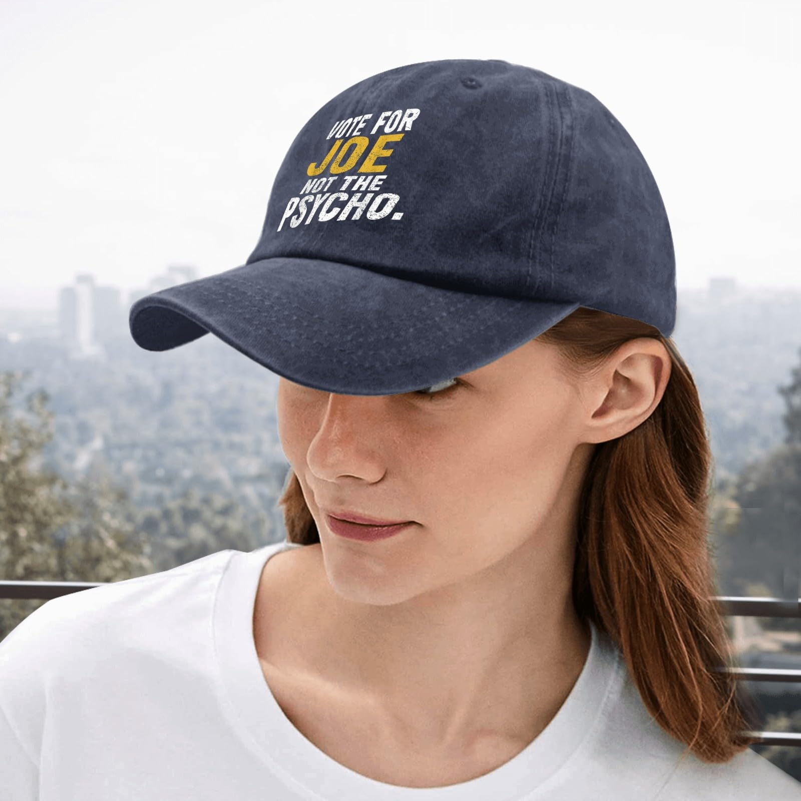 Generic Vote Hats Vote for Joe Not The Psycho Hats for Men Golf Retro Trucker Women Black Kawaii Hat Gift Hat Slogan, Navy Blue